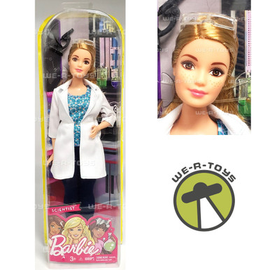 Barbie Scientist Doll Blonde Wearing Lab Coat 2016 Mattel DVF60 NRFP ...