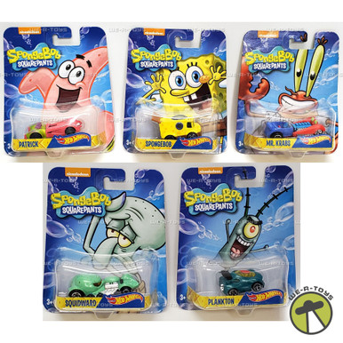Hot Wheels SpongeBob SquarePants Character Cars Complete Set of 5 ...