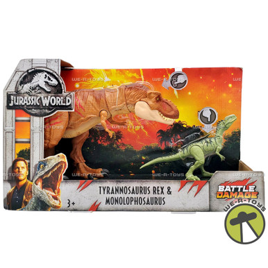 Jurassic World Battle Damage Tyrannosaurus Rex and Monolophosaurus 2017 ...