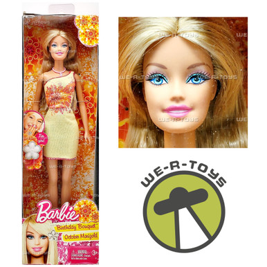 Barbie Birthday Bouquet October Marigold Doll 2013 Mattel BBV75 - We-R-Toys