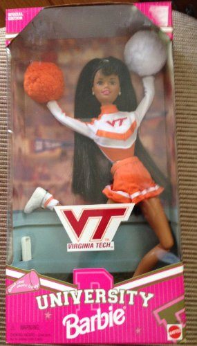 University Barbie Virginia Tech University Cheerleader Doll African ...