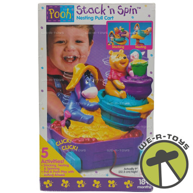 Winnie The Pooh Stack n Spin Nesting Pull Cart 1997 Mattel 17800 New ...