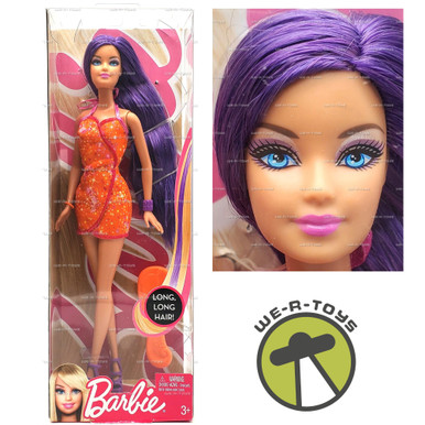 Barbie Hairtastic Orange Dress Long Purple Hair Doll 2012 Mattel #Y9928 ...