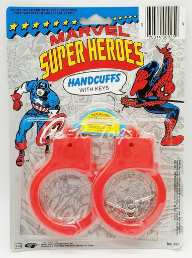 Marvel Super Heroes Handcuffs With Keys Spider-Man Captain America 1990 MOC