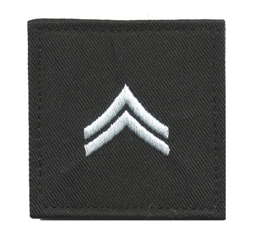 Rank-CPL E4, Corporal- 2"x2" Black with hook fastener