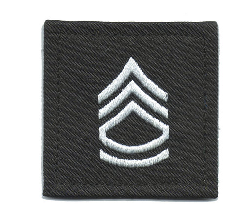 Rank-SFC E7, Sergeant First Class- 2"x2" Black with hook fastener