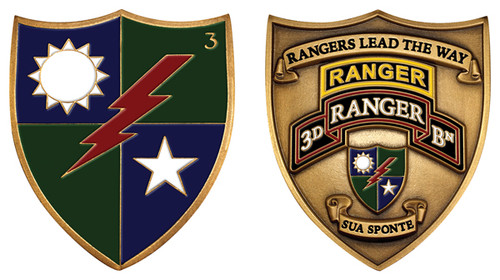 Challenge Coin-3rd Ranger Bn Crest Shaped