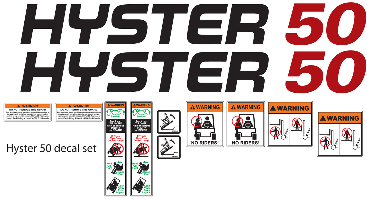 Hyster 50 Forklift Decal Kit