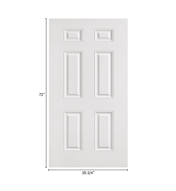 36" x 72" Textured 6 Panel Fiberglass Door