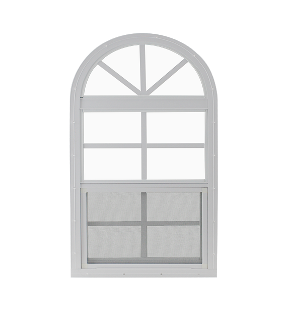 Vertical Slider 18" x 36" One Piece Arched Window with Temper Glass