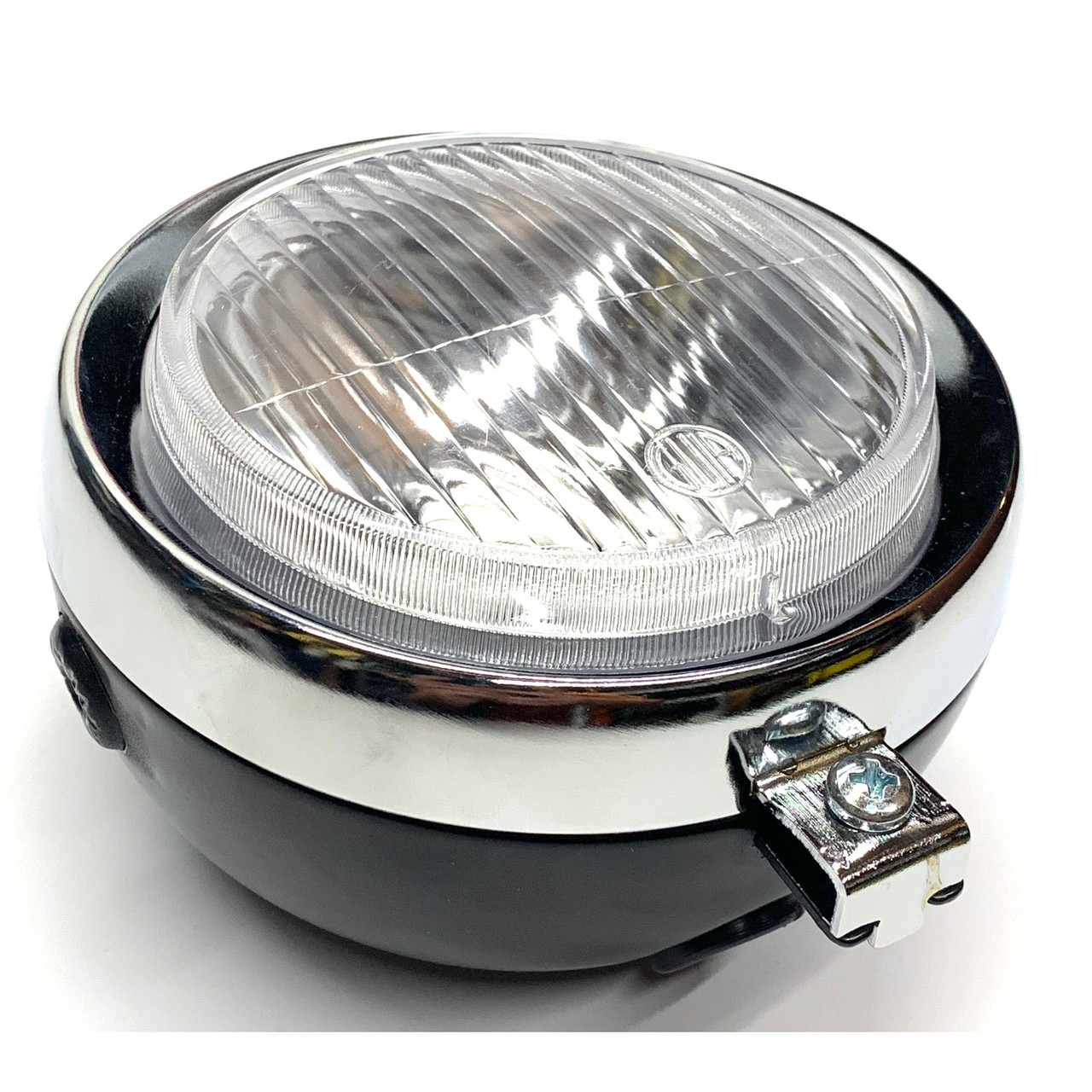 Black 130mm / 5 inch Moped Headlight w/ Chrome Ring - DENNY CYCLES LLC