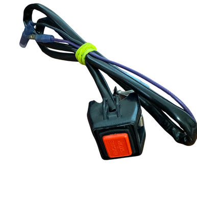 Universal Red Push Button Engine Stop Switch w/ Wire - DENNY CYCLES LLC