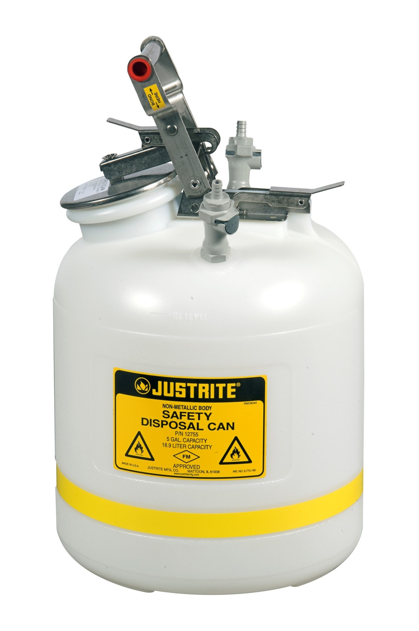 JT-PP12755 - WASTE CONTAINER, Justrite 5-gallon PE - Chrom Tech, Inc.