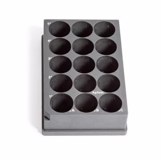 5043-1826 - Vial plate, for 15 x 6 mL vials, low profile, nonstackable