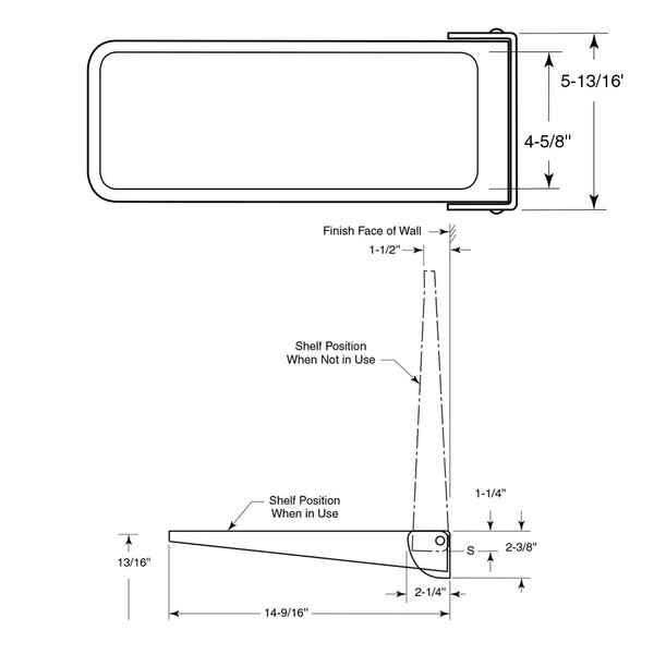 Bobrick Stainless Steel Folding Utility Shelf B-287 - Classic Series