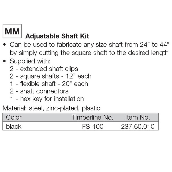 Timberline Adjustable Shaft Kit - Harbor City Supply