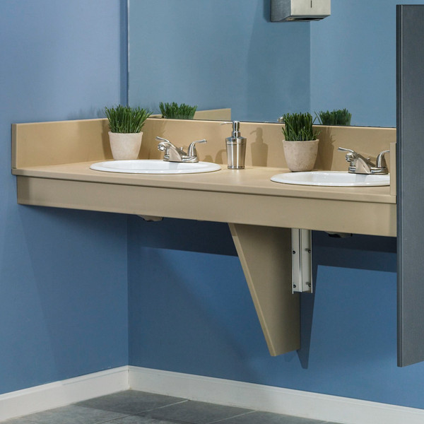 Vanity Top - With Apron and Supports - Solid Plastic