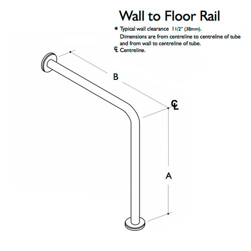 Custom Handrail, Wall to Floor Handrail, 1 Wall, 1 Floor, 2 Flange (CHR ...