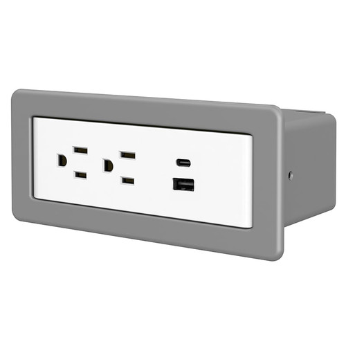 Ashley Duo Surface Mount Plastic Grommet - 2 Power, 1 USB-A, 1 USB-C
