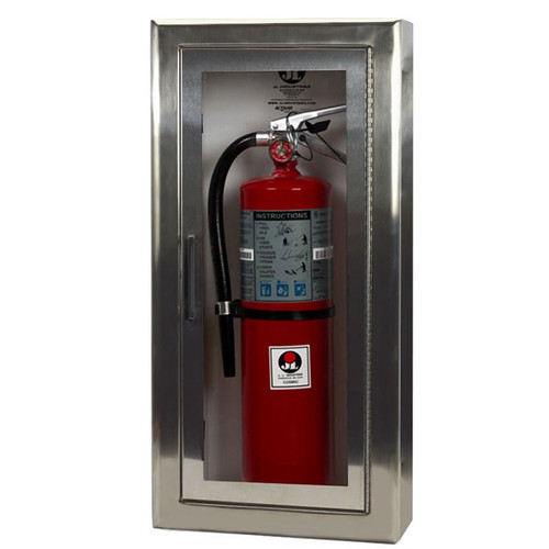 Semi-Recessed Stainless Steel Fire Extinguisher Cabinet - Cosmopolitan ...
