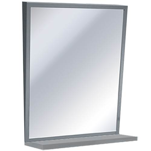 ASI Stainless Steel Framed Fixed Tilt Mirror With Shelf - Plate Glass