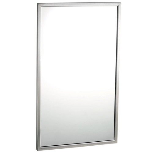 Bobrick Stainless Steel Angle Frame Mirror - Tempered Glass