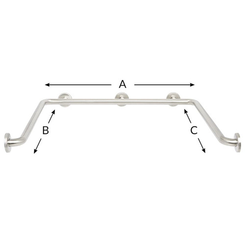 Custom Bariatric Horizontal U Shape Grab Bar, 3 Wall, 5 Flange