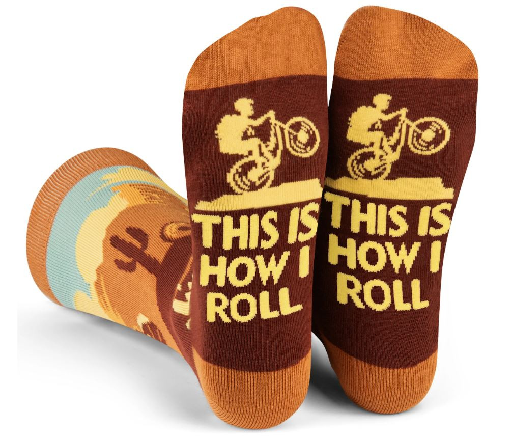 How I Roll Mountain Bike Message Sock - Bicycle Gifts