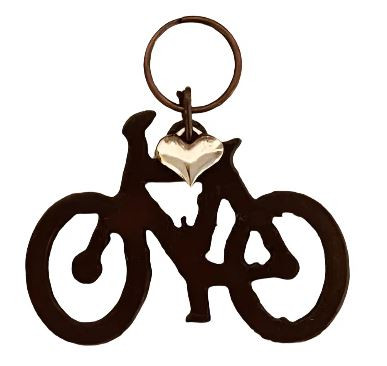 Rustic Bicycle Keychain with Heart - Bicycle Gifts