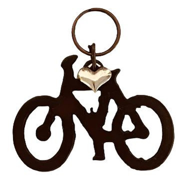 Rustic Bicycle Keychain with Heart - Bicycle Gifts