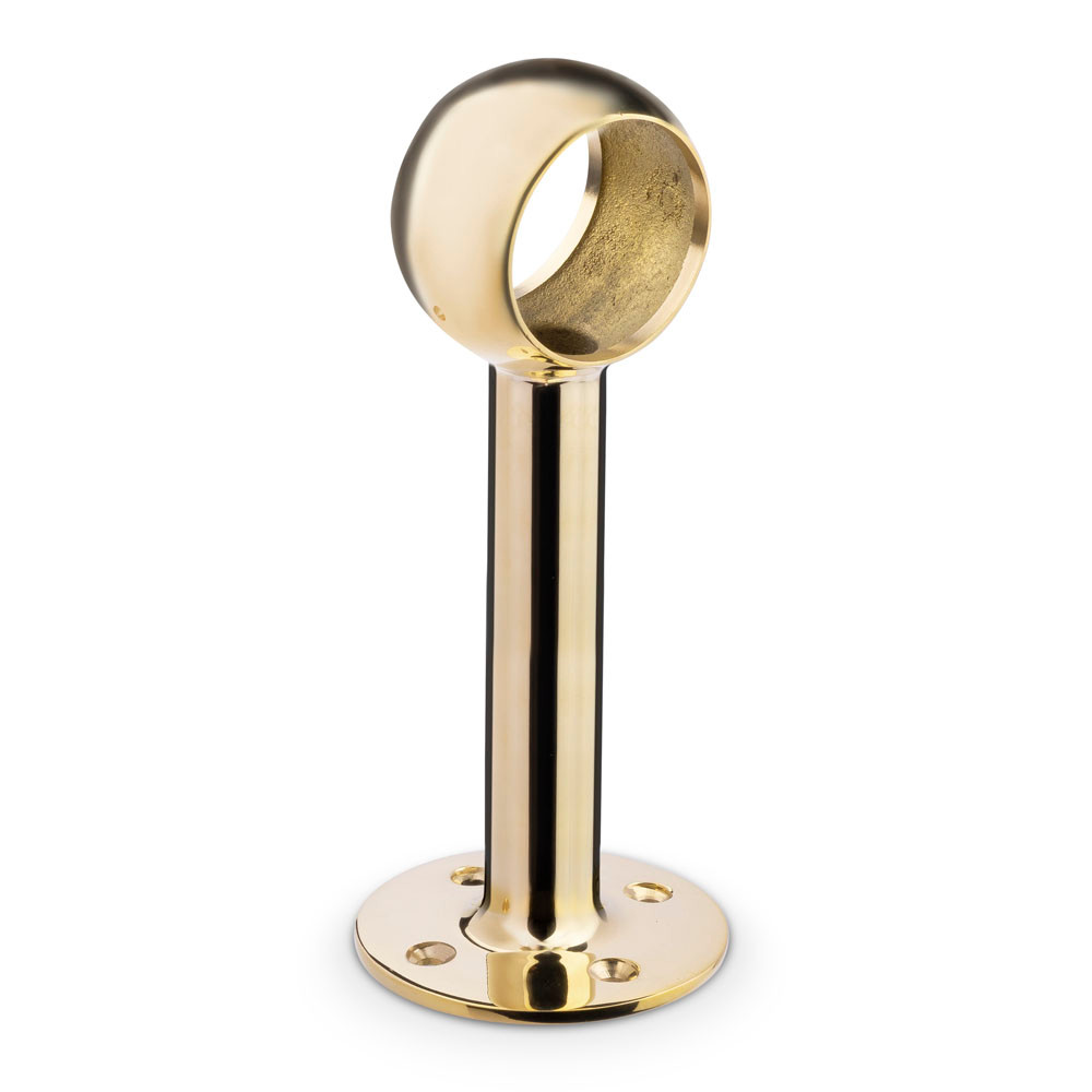 Tall Rounded Center Post Bracket - Polished Brass - 2" OD