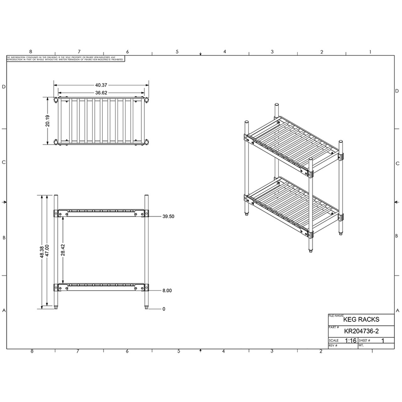 Aluminum Beer Keg Storage Rack - 2 Shelf Unit - Kegworks