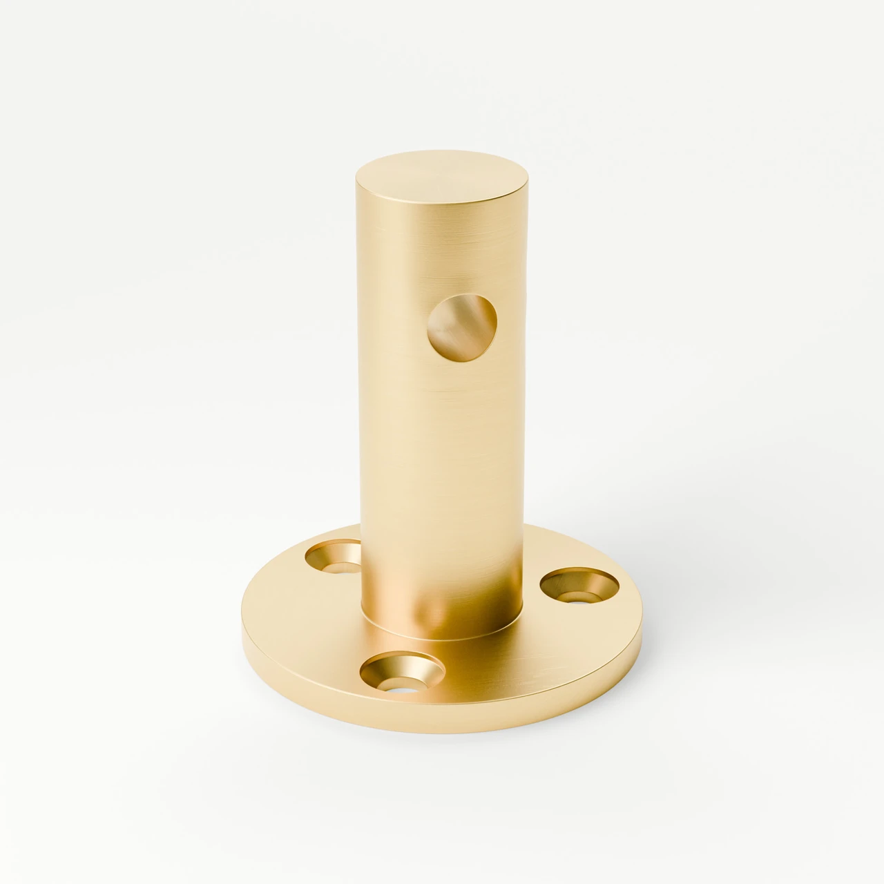 Gallery Rail Center Bracket - Satin Brushed Brass - 1/4" OD
