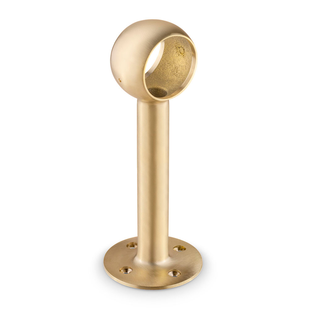 Tall Rounded Center Post Bracket - Brushed Brass - 2" OD