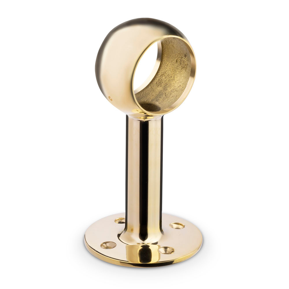 Center Post Foot Rail Bracket - Polished Brass - 2" OD