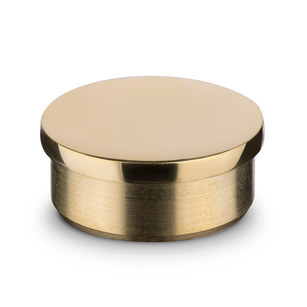 Flush Flat End Cap - Polished Brass - 1.5