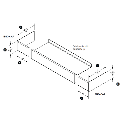 Sloped Drink Rail - Left End Cap