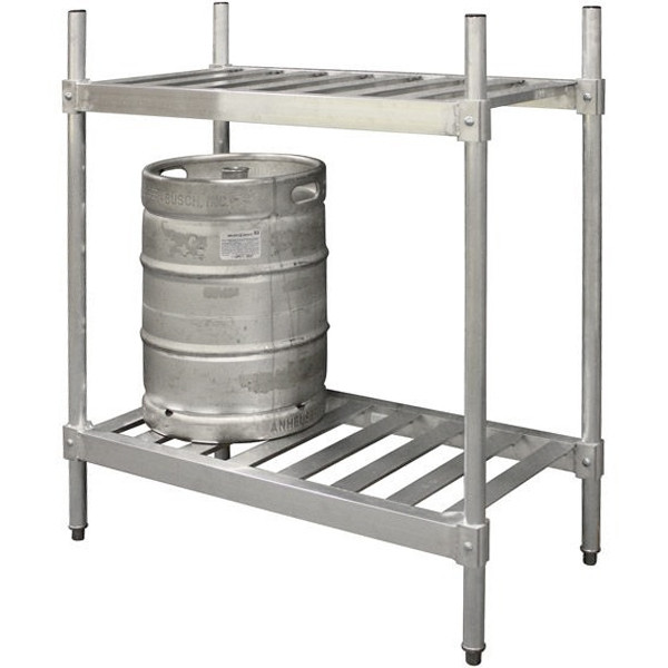 Aluminum Beer Keg Storage Rack - 2 Shelf Unit - Kegworks