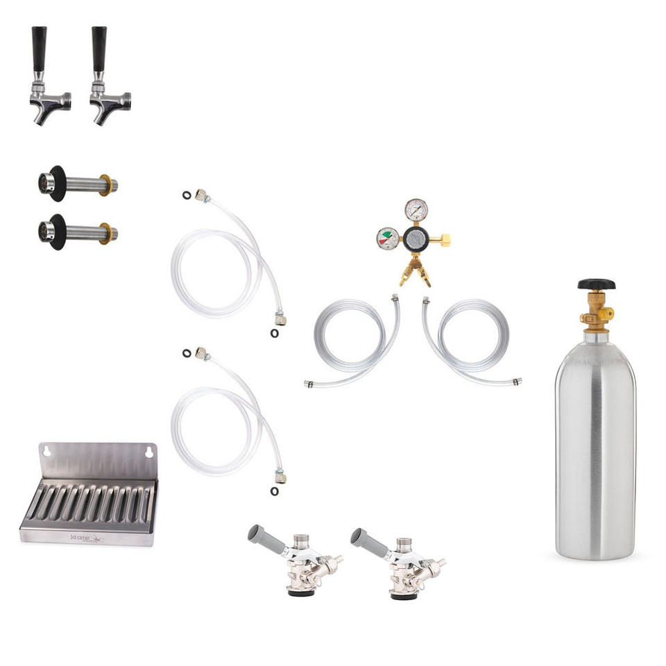 Deluxe Kegerator Conversion Kit - 2 Faucets - US Sankey D System - 5lb ...