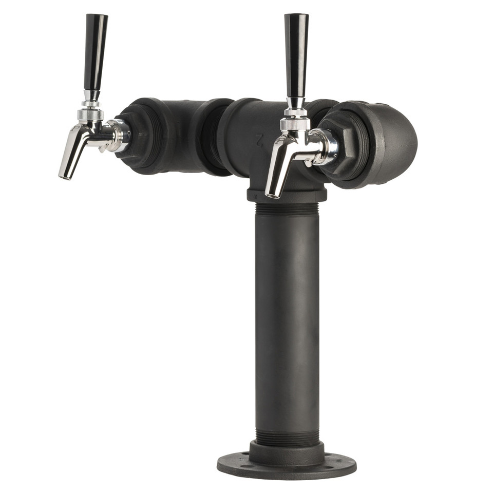 Draft Beer Tower - Black Iron - Double Tap - Standard Faucet