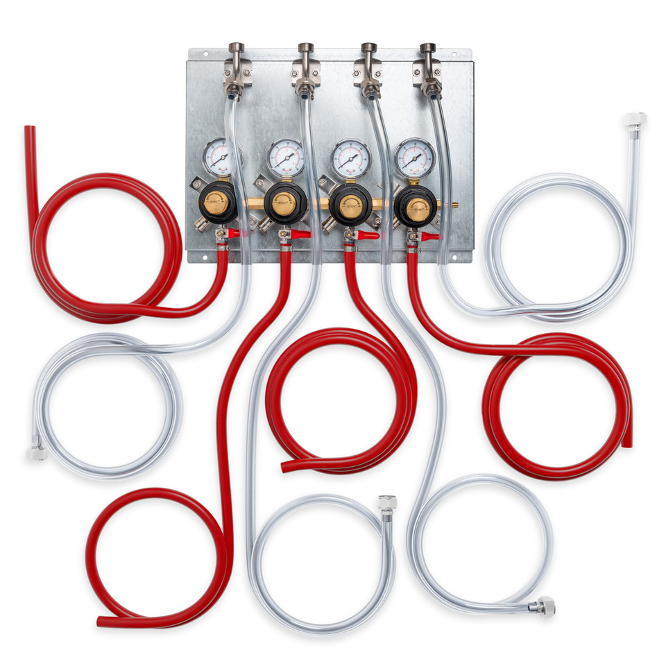 BevRite 4-Way Secondary Air Regulator Panel With Hose Kit