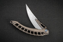 Rike Knife Alien 4 Damasteel Pocket EDC Folding Blade Titanium