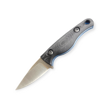 Creely Blades Minnow Magnacut Blade Black & Blue G10 Scales Leather Sheath