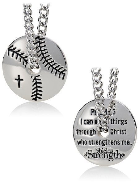 Steel Softball Pendant Necklace for Women | Phil 4:13