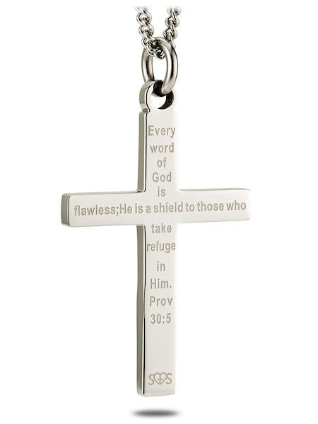 Thin Blue Line Cross Neckace Women's | Prov 30:5