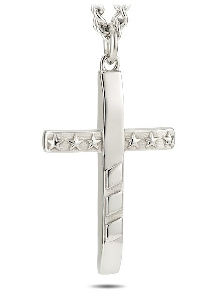 Men's Stainless Stars & Stripes Cross Necklace