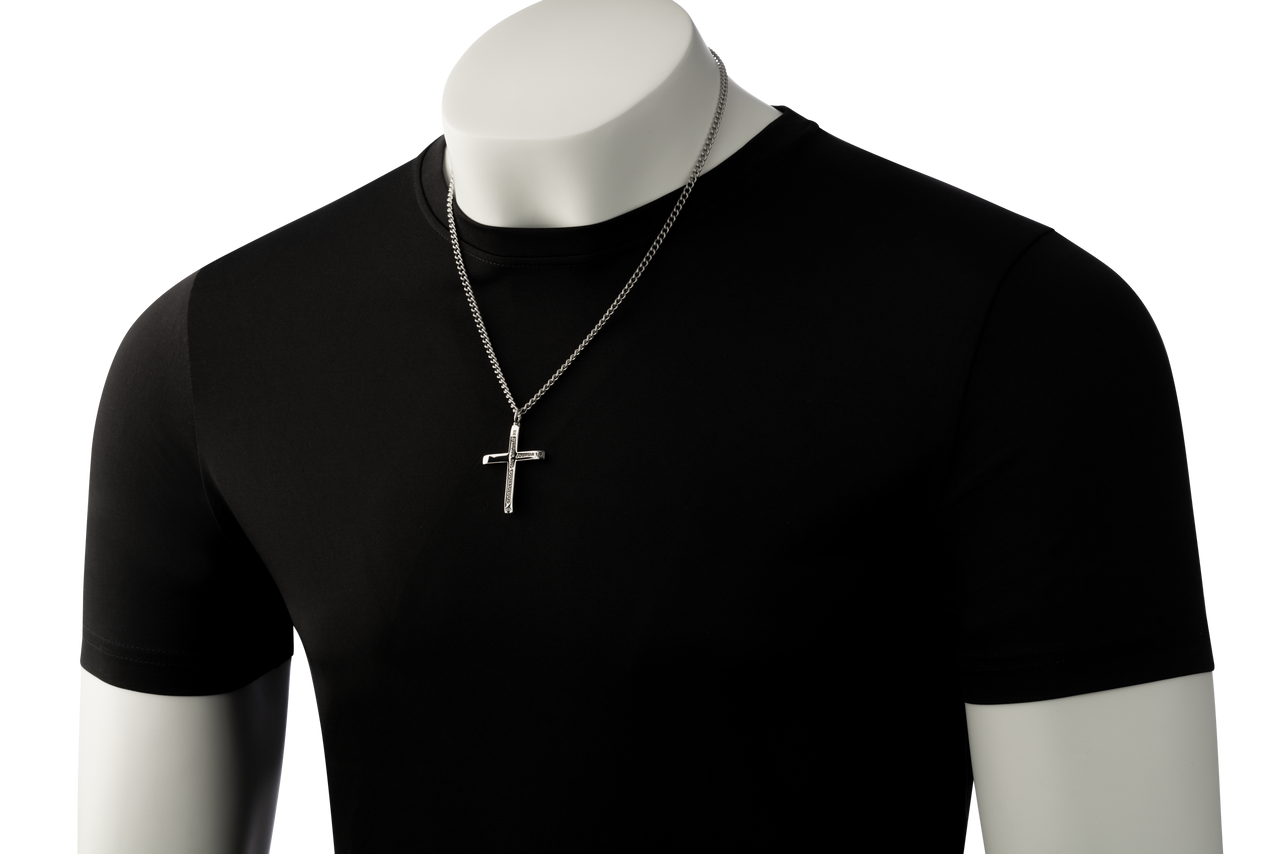 Men's Army Cross Necklace | Joshua 1:9 | Christian