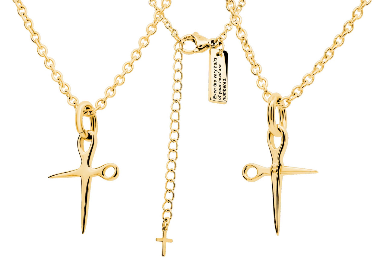 Scissors Pendant Cross Necklace - Matthew 10:30