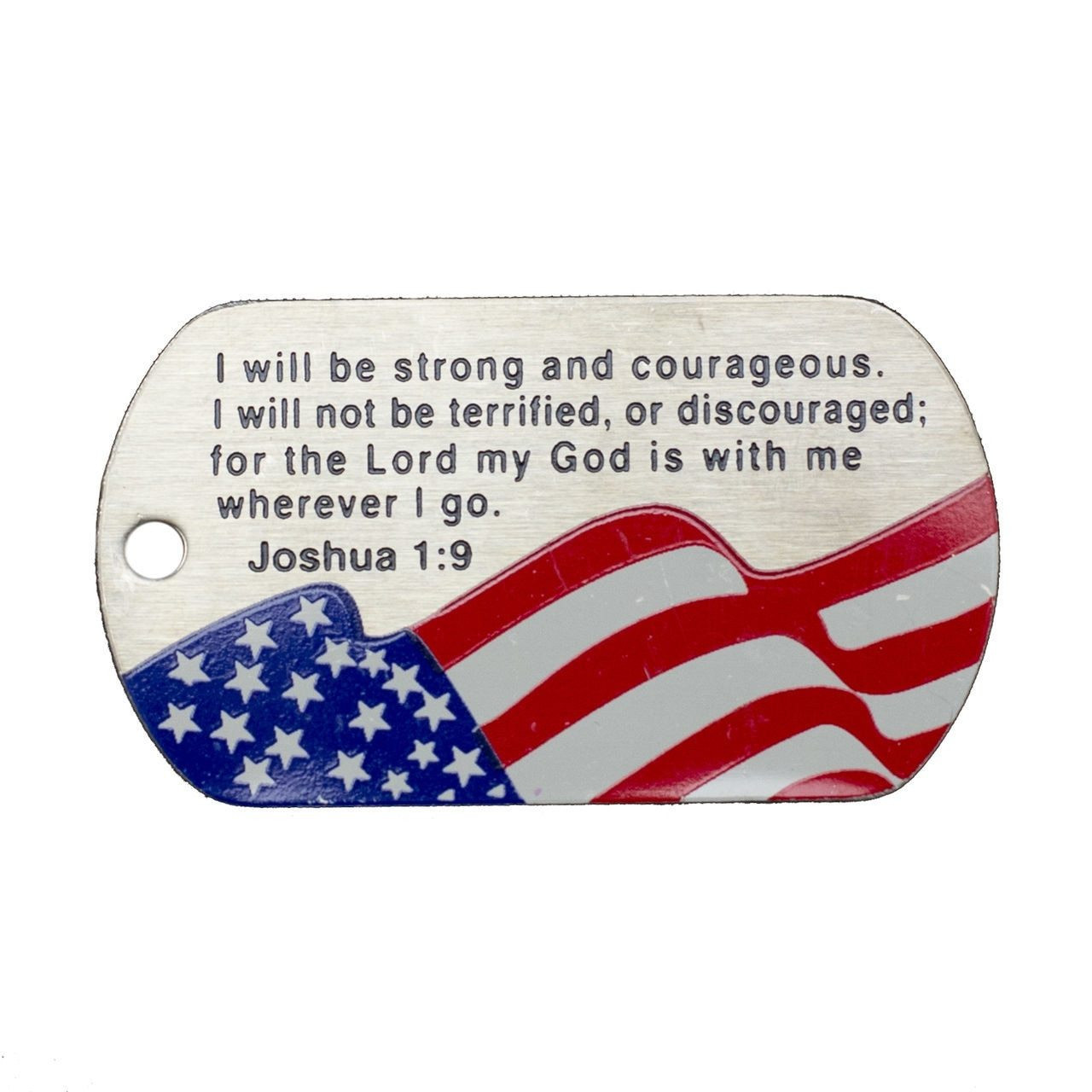 One Nation Under God Dog Tag Necklace - Joshua 1:9