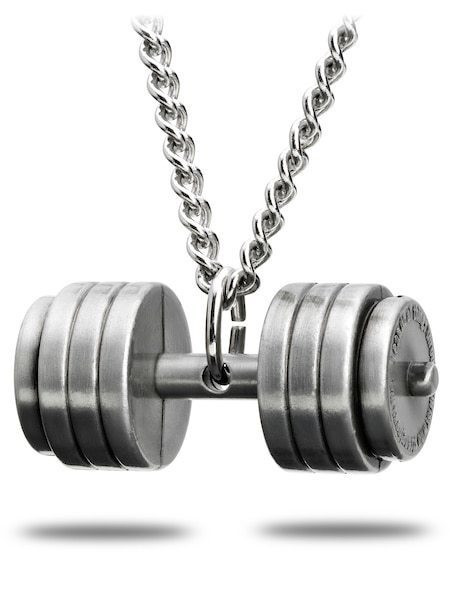 30457 Stack Plate Dumbbell Key Chain Phil 4:13 Antique Finish